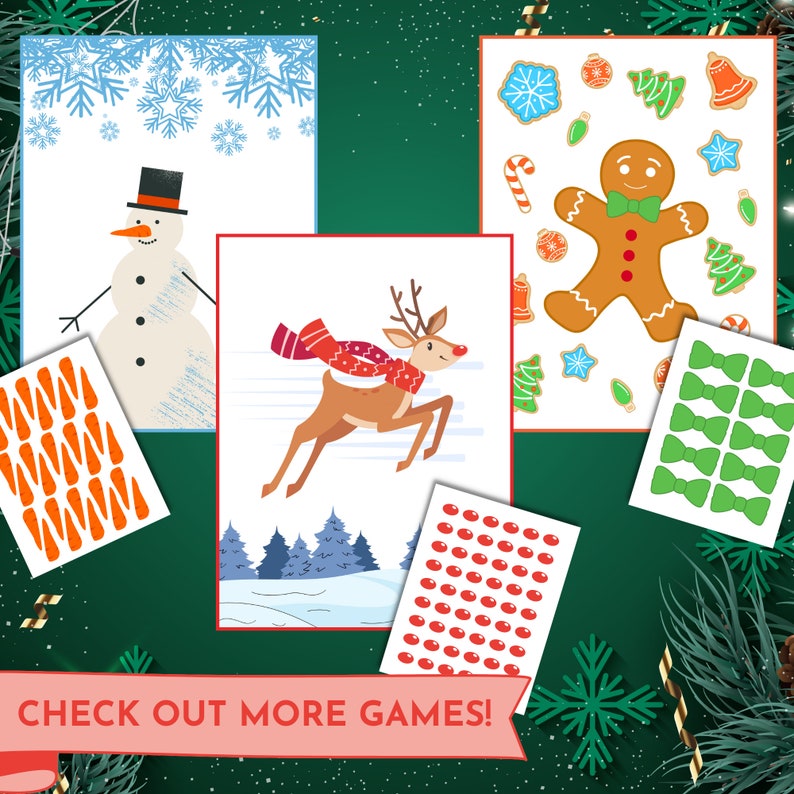 Christmas Pin the Tail Party Game Printable, Pin the Scarf on the ...