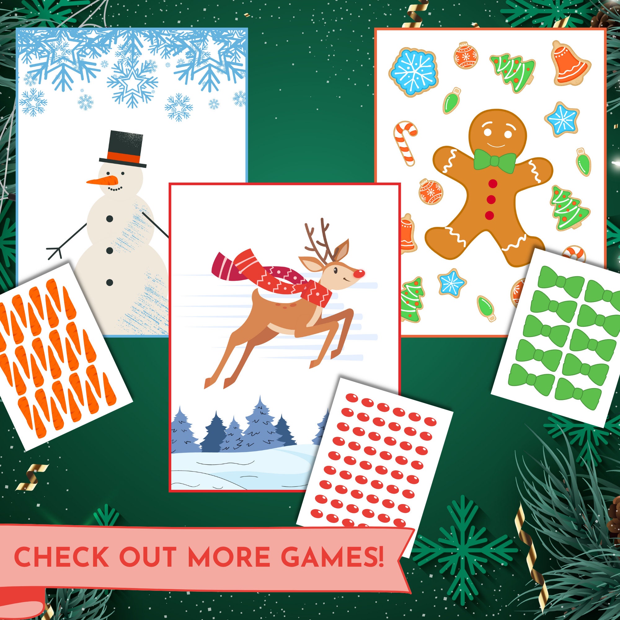 Christmas Pin the Tail Party Game Printable, Pin the Scarf on the ...