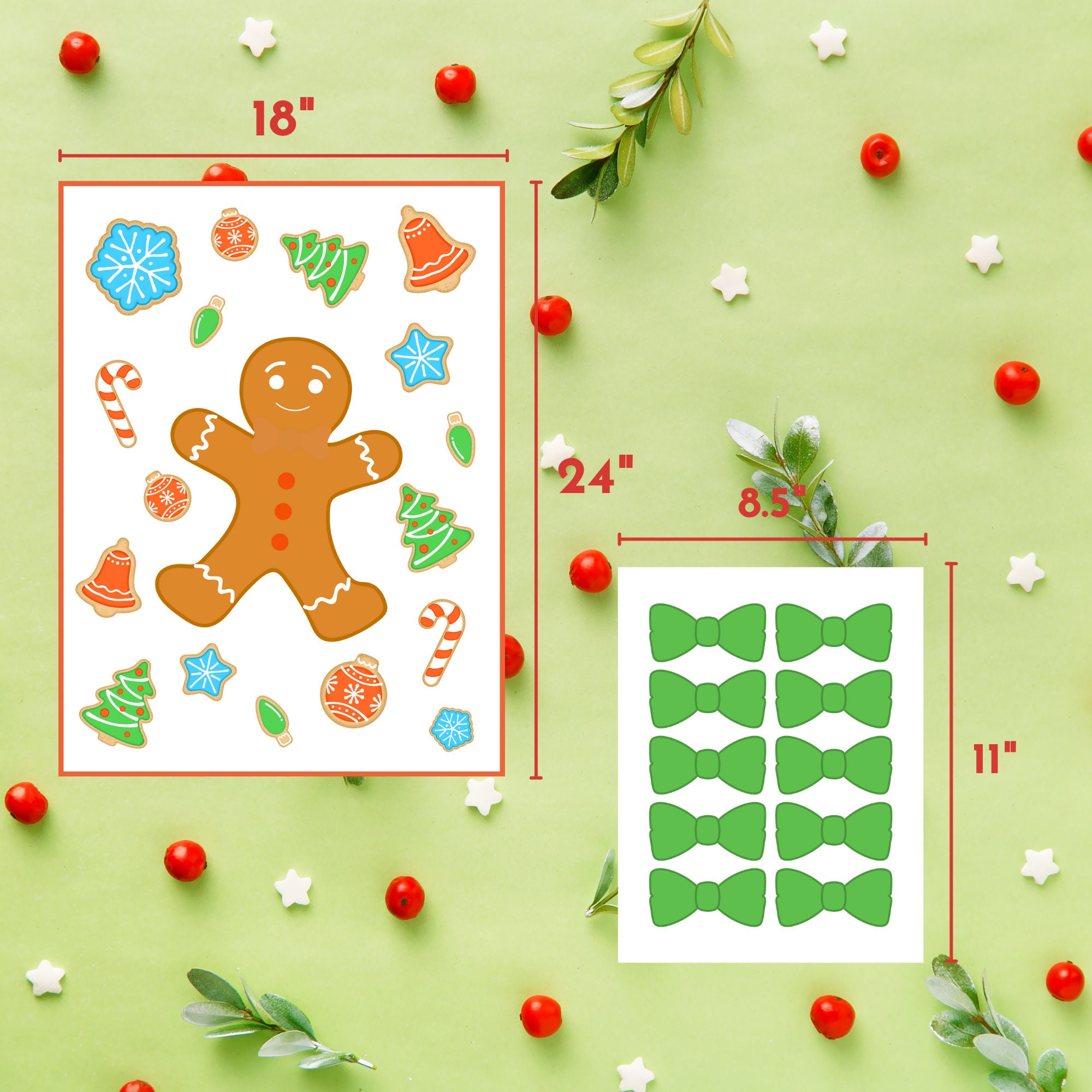 Christmas Pin the Tail Party Game Printable, Pin the Bowtie on the ...