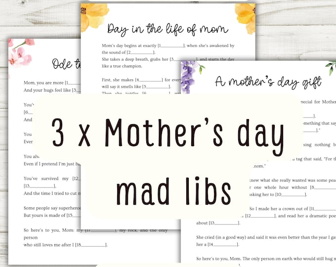 About My Mom: Mother's Day Mad Libs Activity Printable for Kids ...