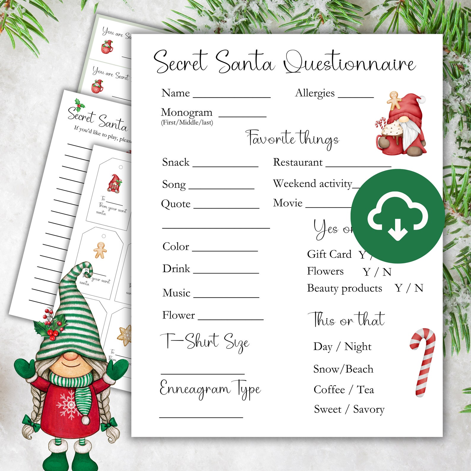 Secret Santa Sign up Sheet Secret Santa Printable Secret Santa Form ...
