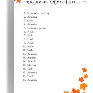 Autumn Mad Libs Mad Libs Fall Mad Libs November Mad Libs Fall Mad Libs ...
