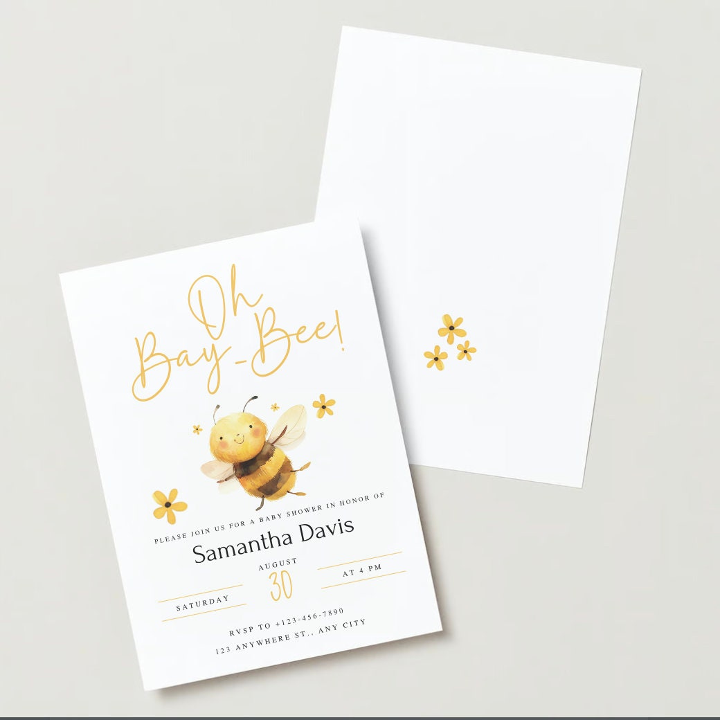 Invitación Baby Shower de Abejas Babyshower de Abejas y Miel Babyshower ...