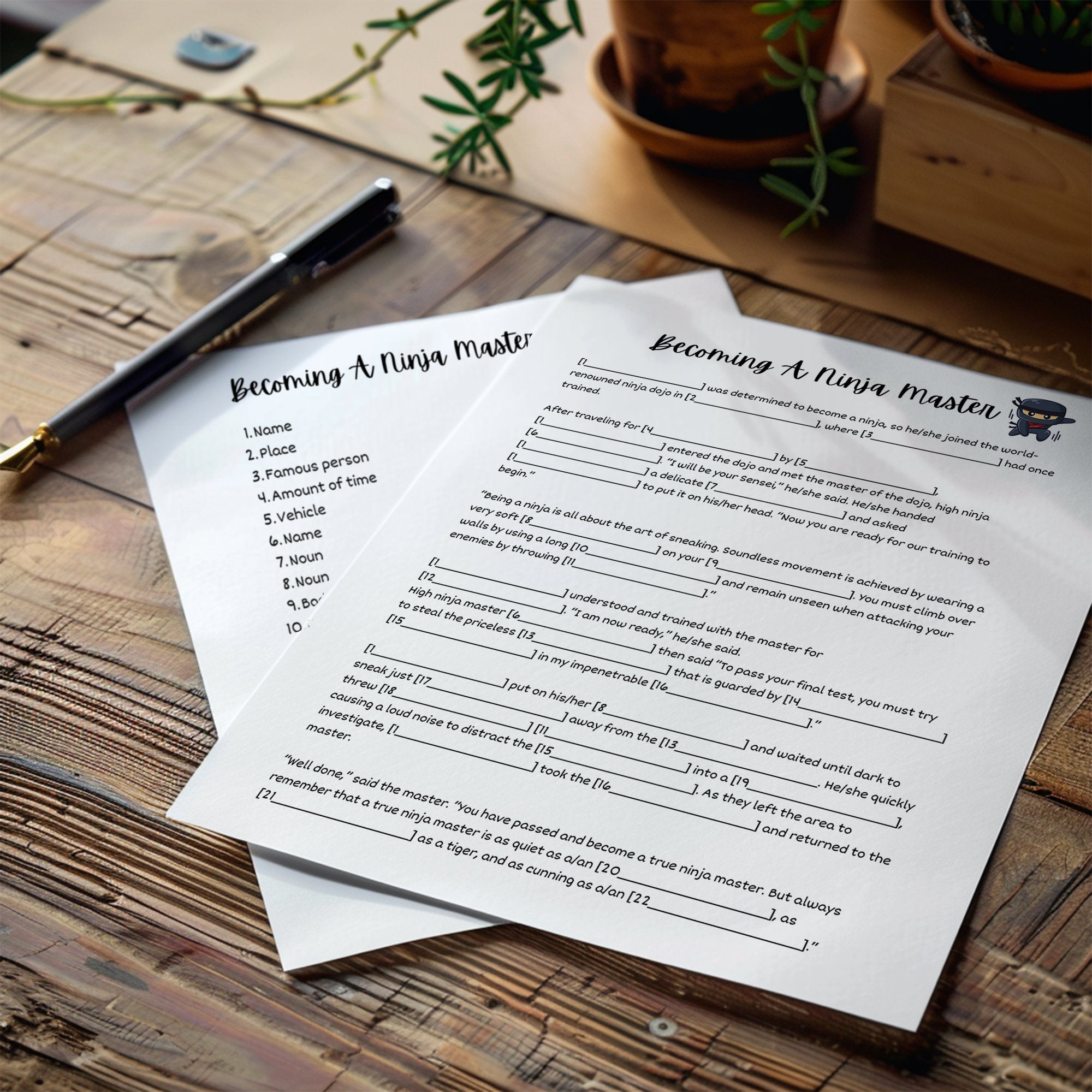 Ninja Mad Libs Kids Mad Libs Games for Kids Printable Party Games Fill ...