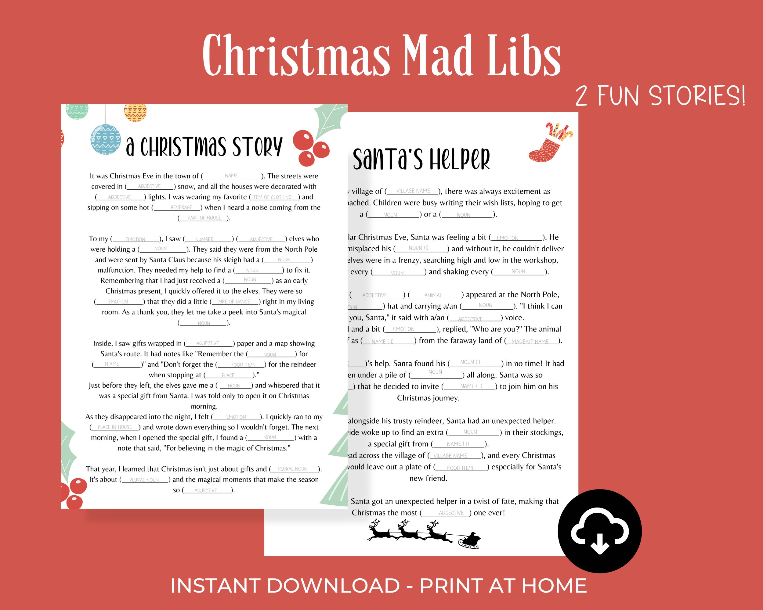 Christmas Mad Libs Christmas Games Kids Holiday Games Printable Games ...