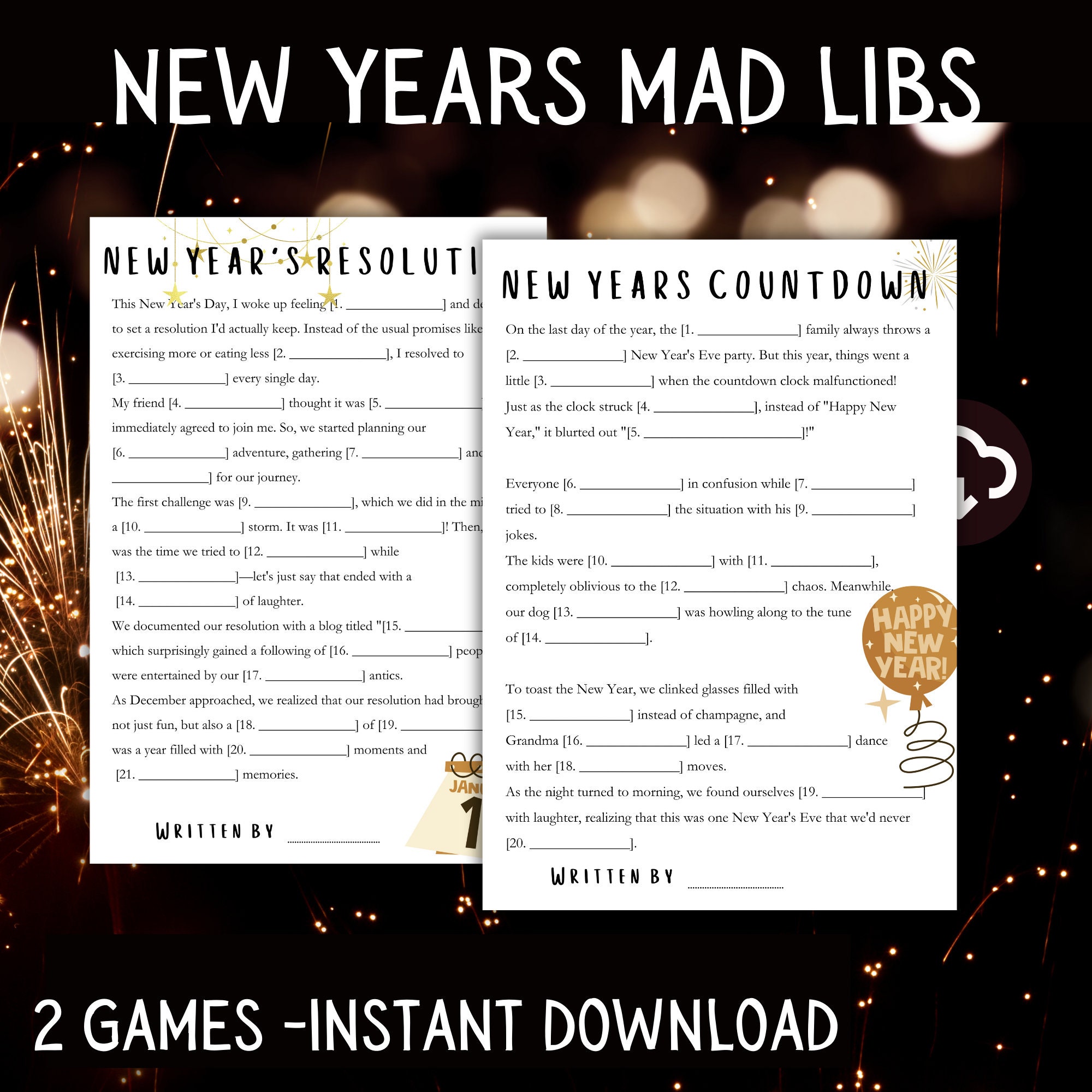 New Years Eve Game New Years Printable Games New Years Mad Libs New ...