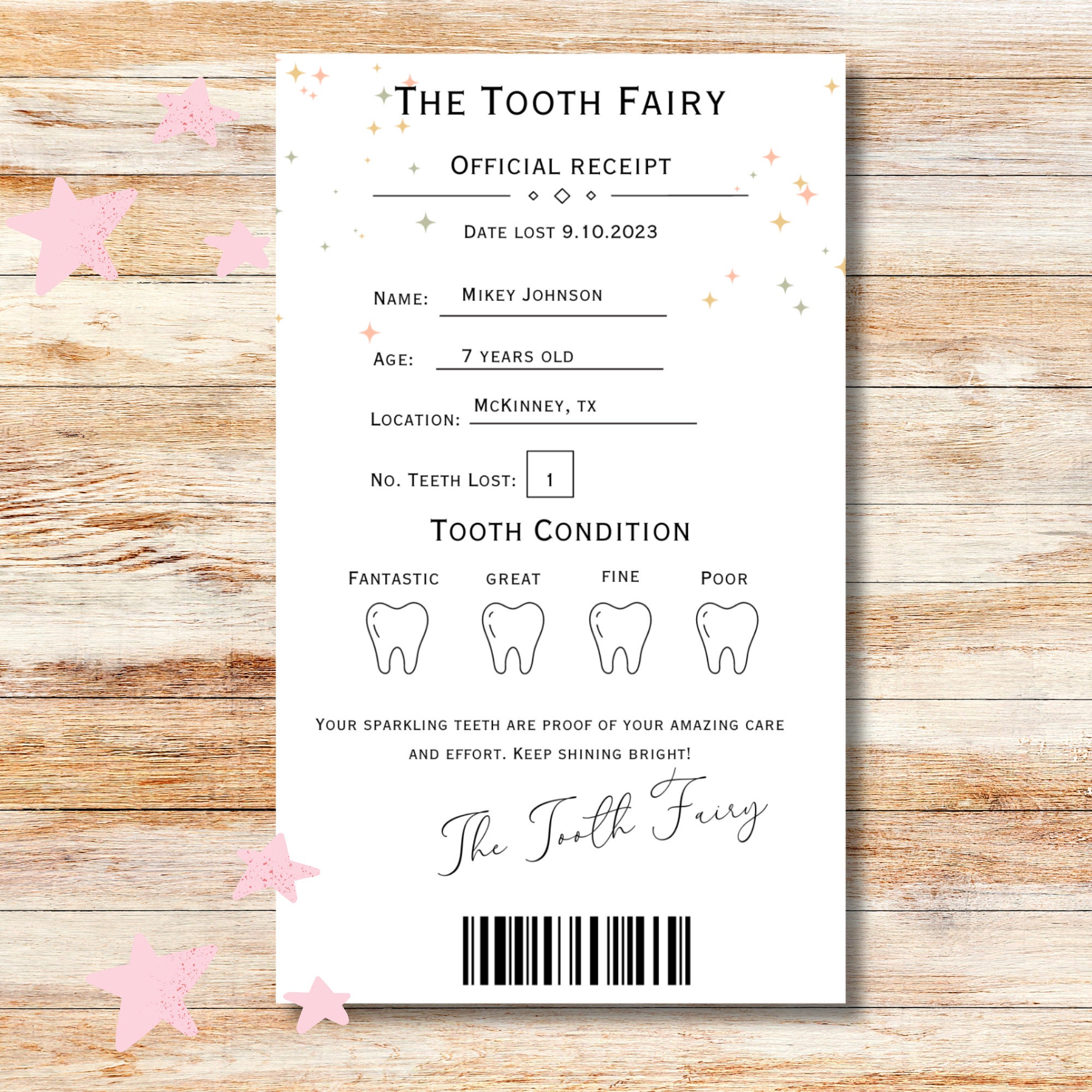Tooth Fairy Letter Tooth Fairy Receipt Tooth Fairy Letter - Etsy UK
