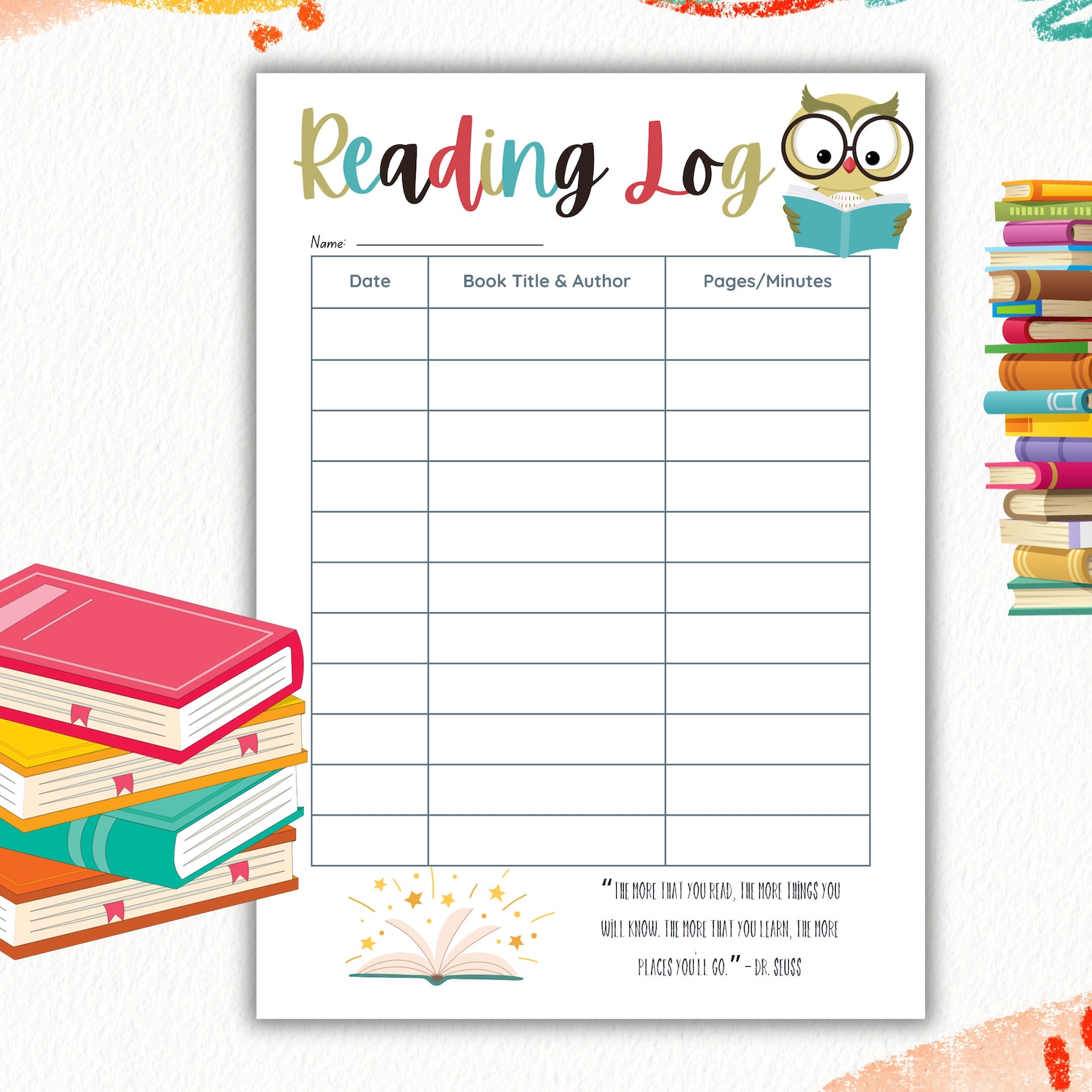 Book Tracker for Kids Reading Chart Printable Kids Reading Log School ...