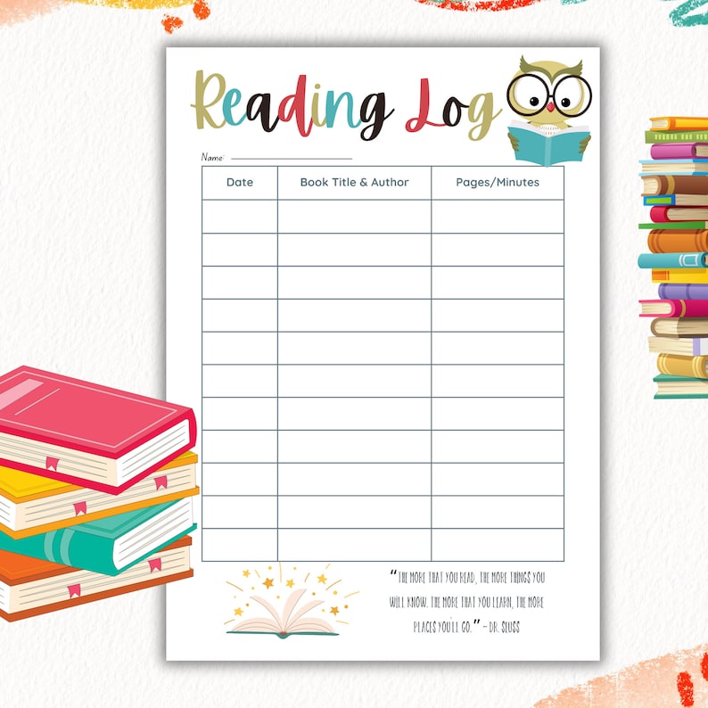 Book Tracker for Kids Reading Chart Printable Kids Reading Log School ...
