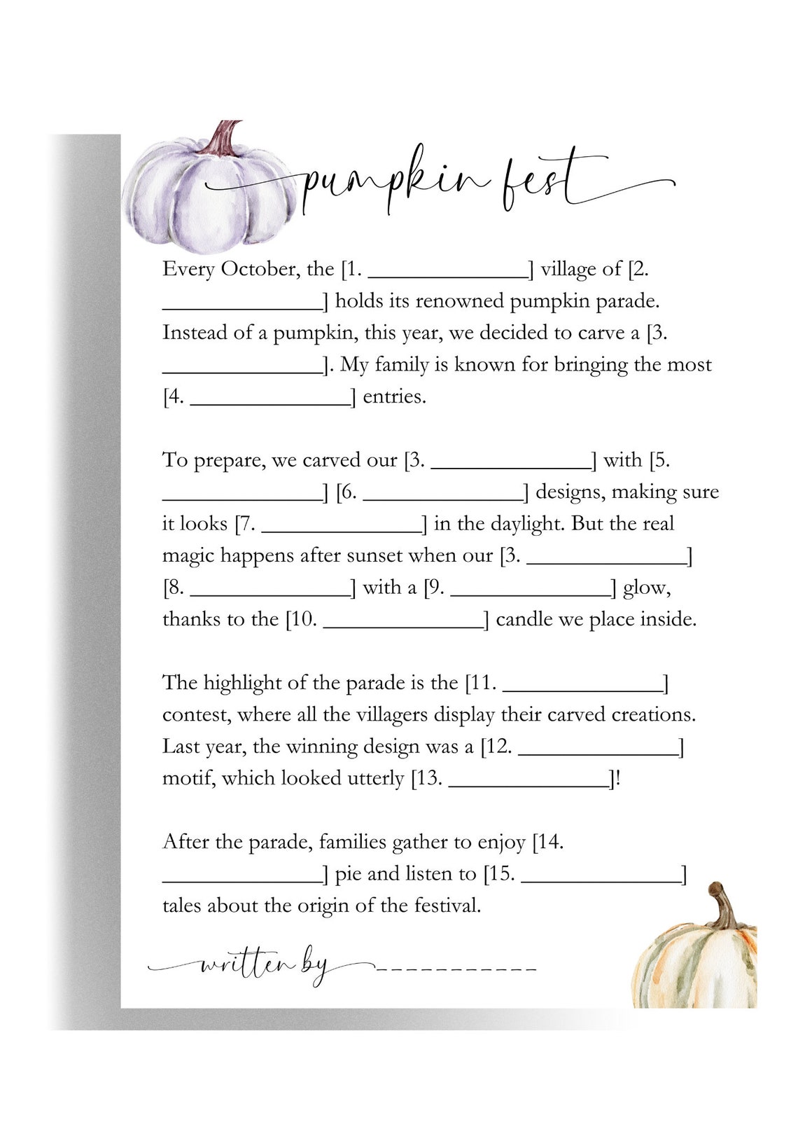 Fall Mad Libs Autumn Mad Libs October Mad Libs November Mad Libs ...