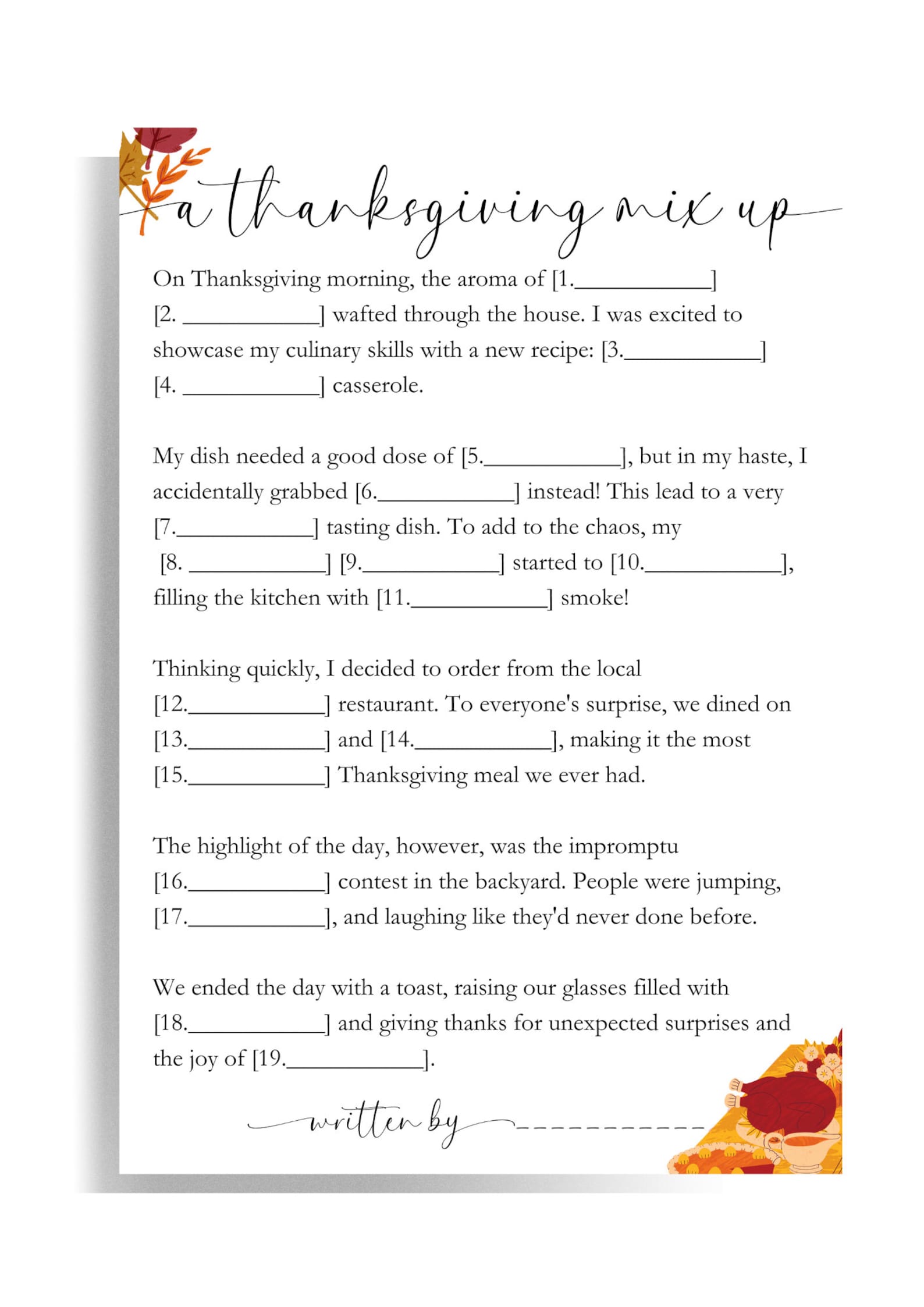 Thanksgiving Mad Libs Thanksgiving Games Thanksgiving Games for Kids ...