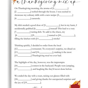 Mad Libs Game Three Thanksgiving Games Printable Printable Thanksgiving ...