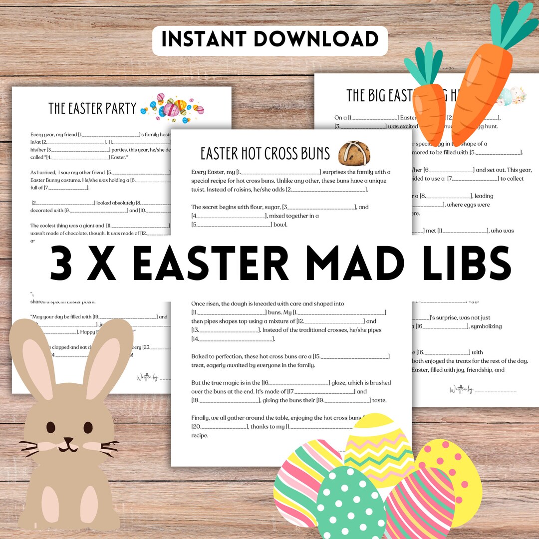 Easter Activities Printable Games Bulk Mad Libs - Etsy