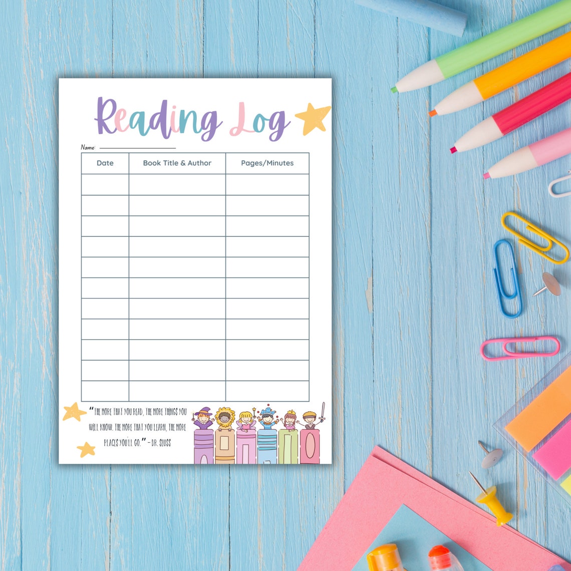 Reading Log Book Tracker for Kids Reading Log PNG Reading Chart ...