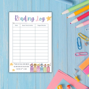 Reading Log Book Tracker for Kids Reading Log PNG Reading Chart ...