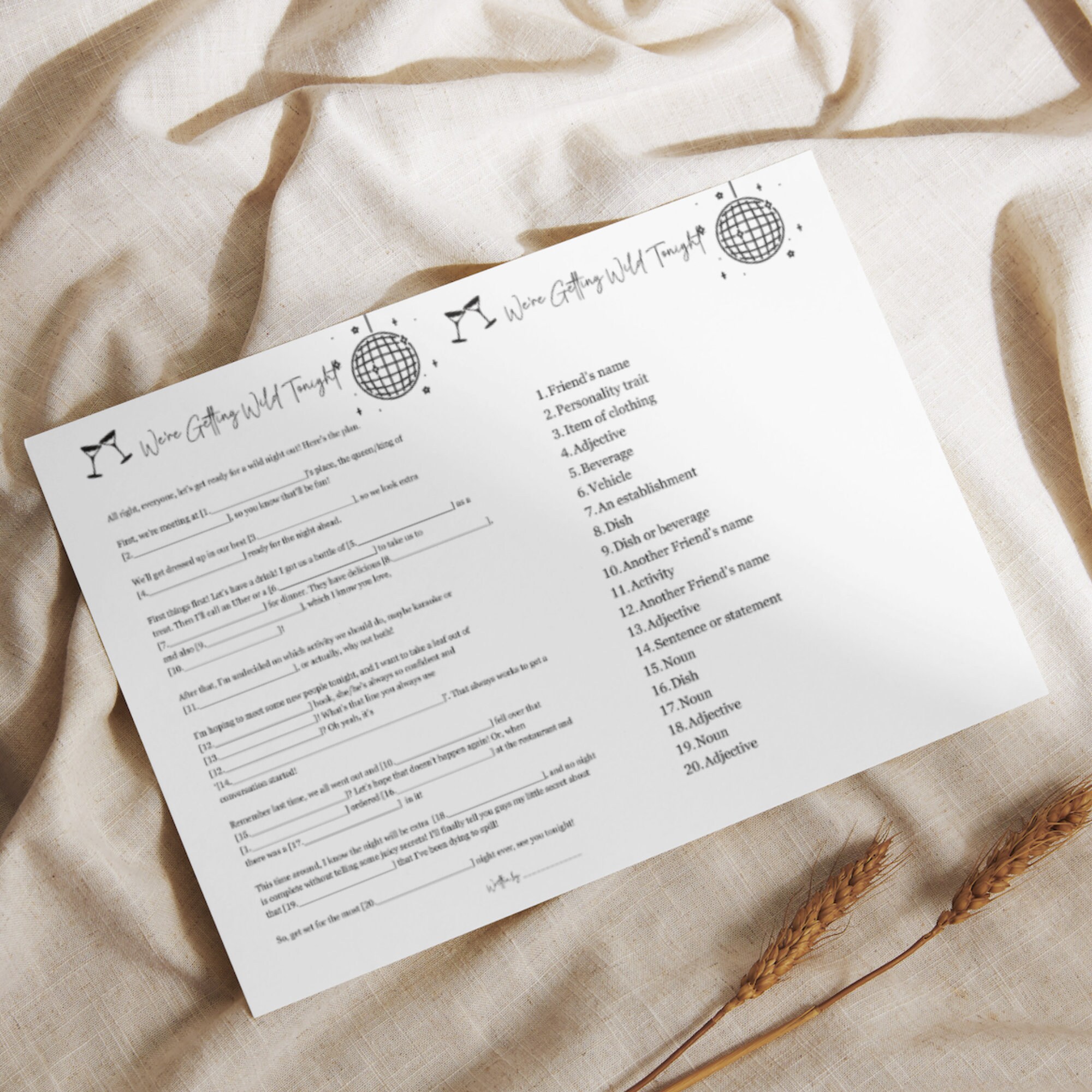 Mad Libs Game Girls Night Mad Libs Games Girls Night Madlib Funny Mad ...