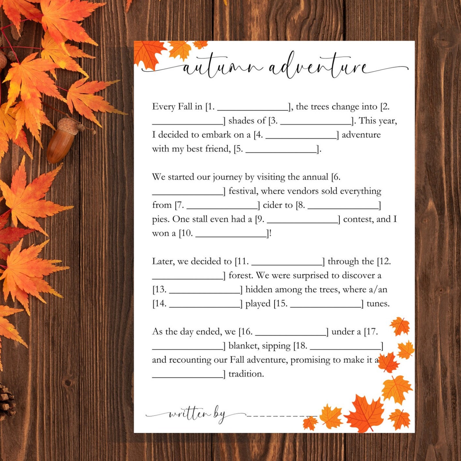 Autumn Mad Libs Mad Libs Fall Mad Libs November Mad Libs Fall Mad Libs ...