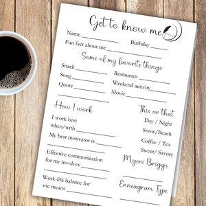 Coworker Questions Printable Coworker Printable Office Activities ...