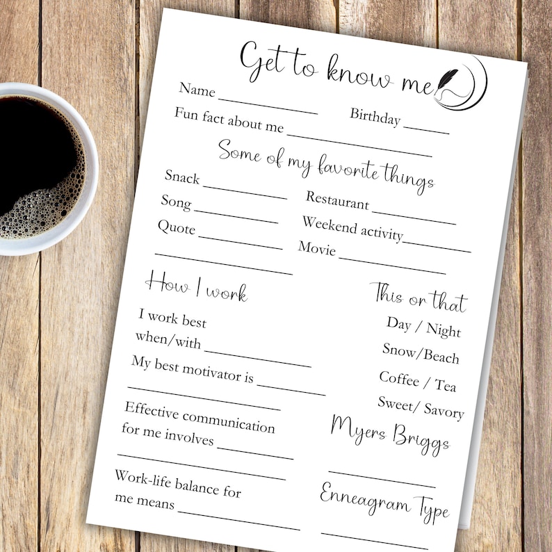 Coworker Questions Printable Coworker Printable Office Activities ...