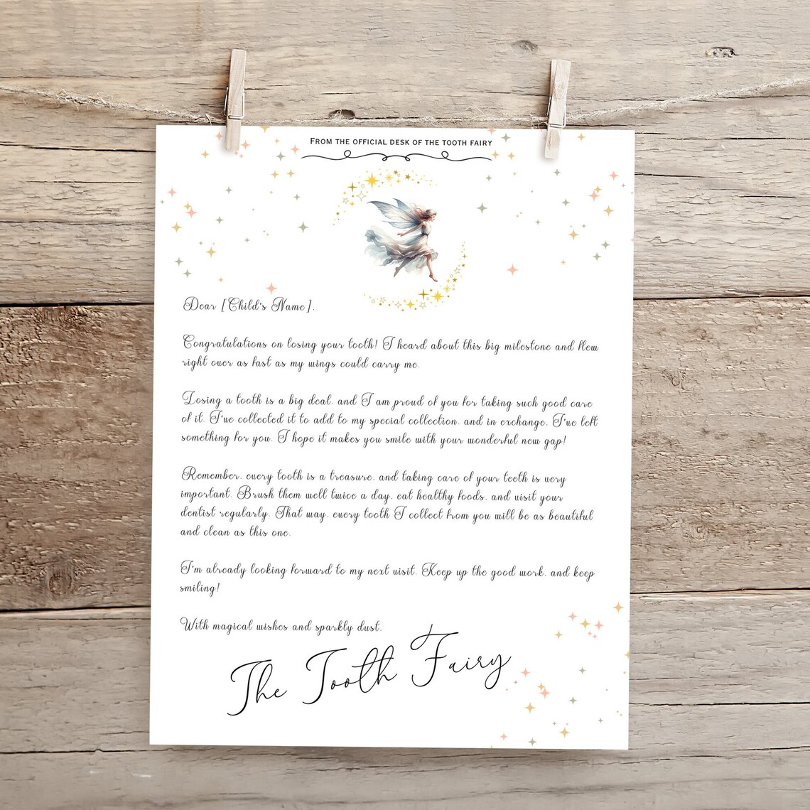 Tooth Fairy Letter Letter From Tooth Fairy Tooth Fairy Note Tooth Fairy ...