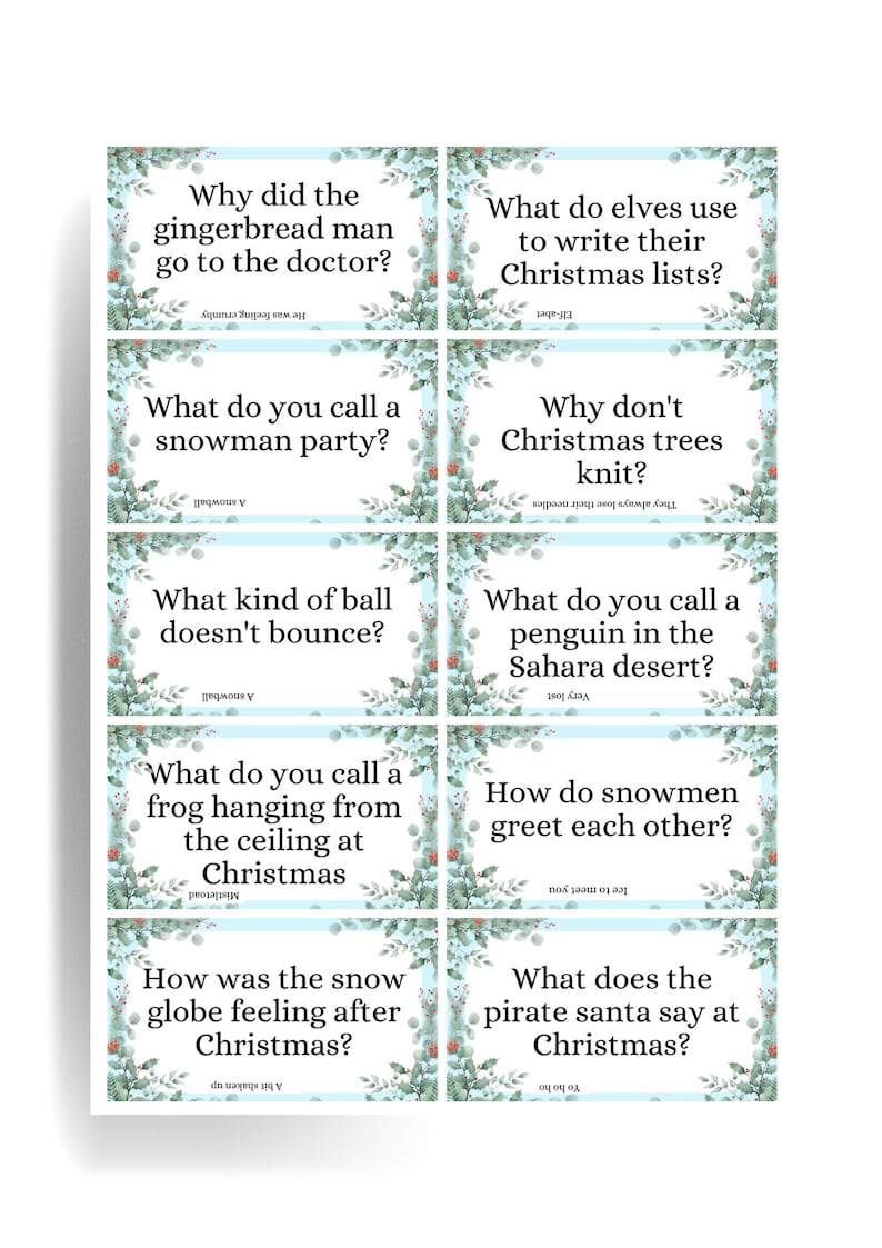 Christmas Riddles Printable Christmas Riddles Lunchbox Riddles Lunchbox ...