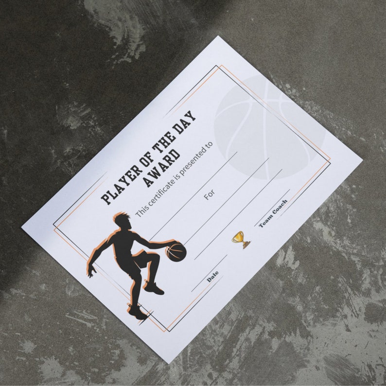 Printable Basketball Certificate Basketball Certificates Printable MVP ...