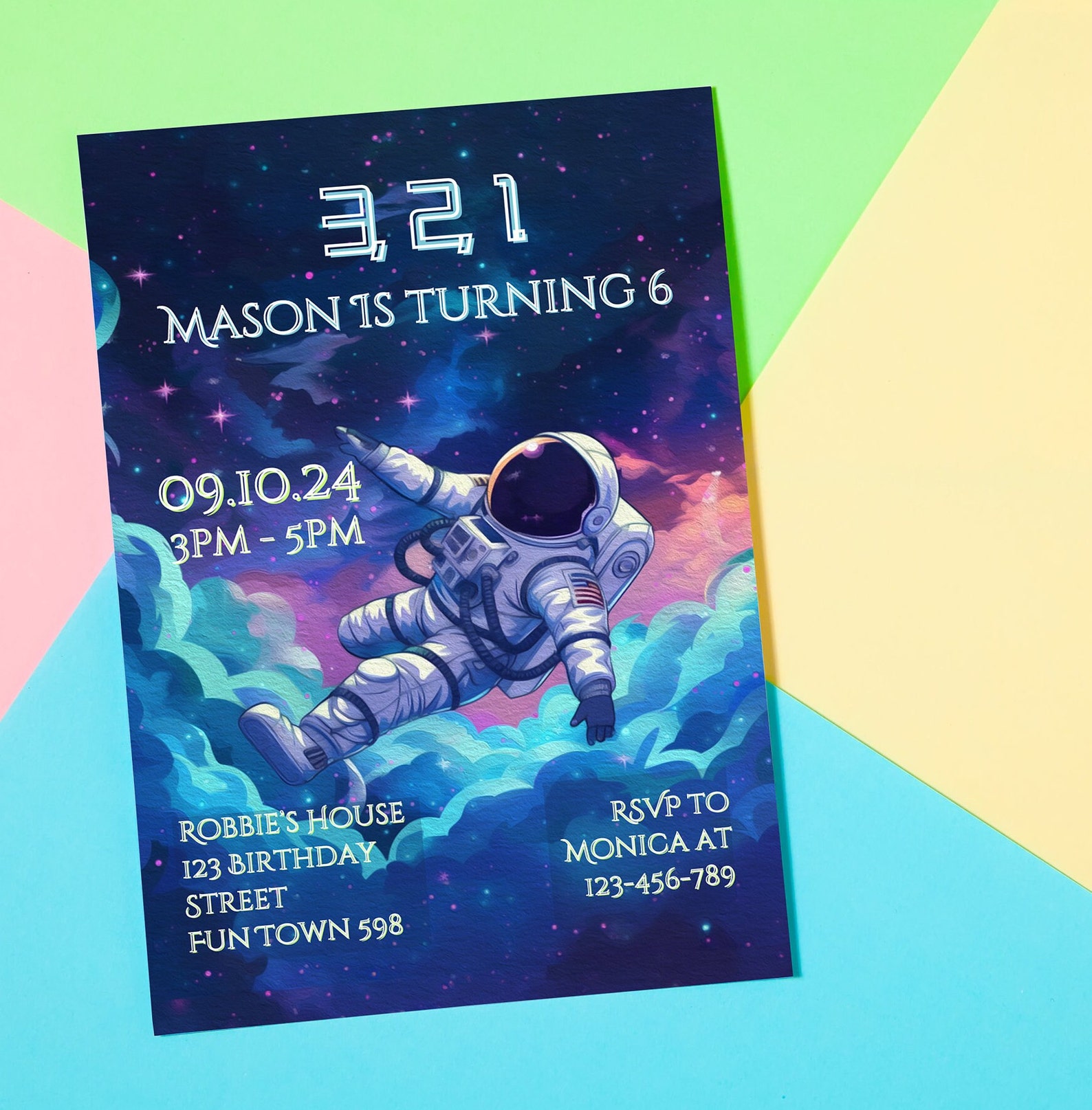 Astronaut Birthday Invitation Editable Space Birthday Invitation ...
