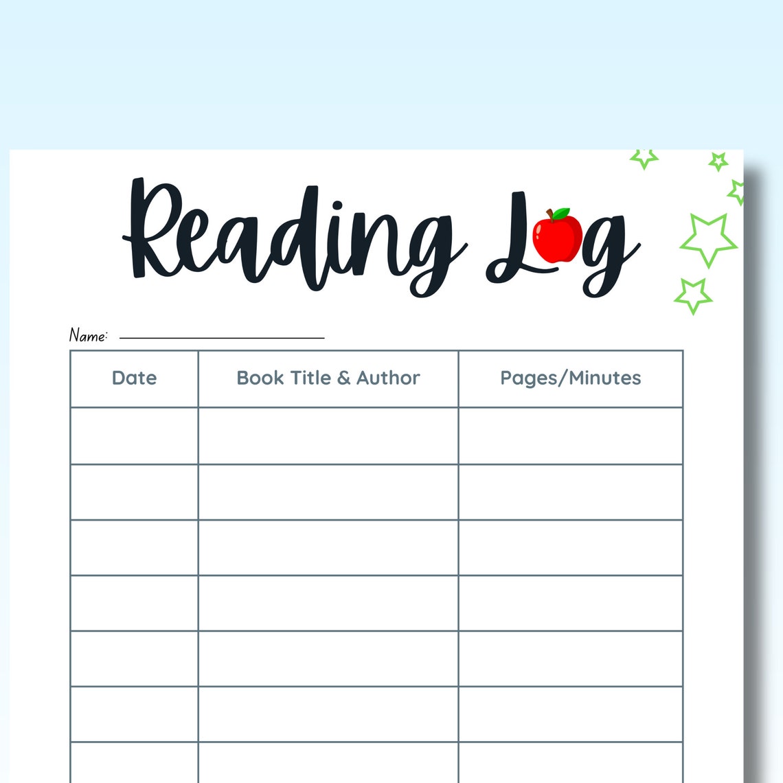 Reading Log Reading Log Printable Kids Reading Log School Reading Log ...