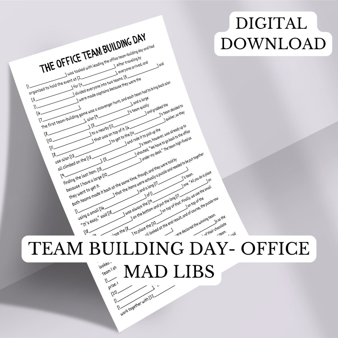 Team Building Games #3 Printable Office Mad Libs Fill in the Blanks ...