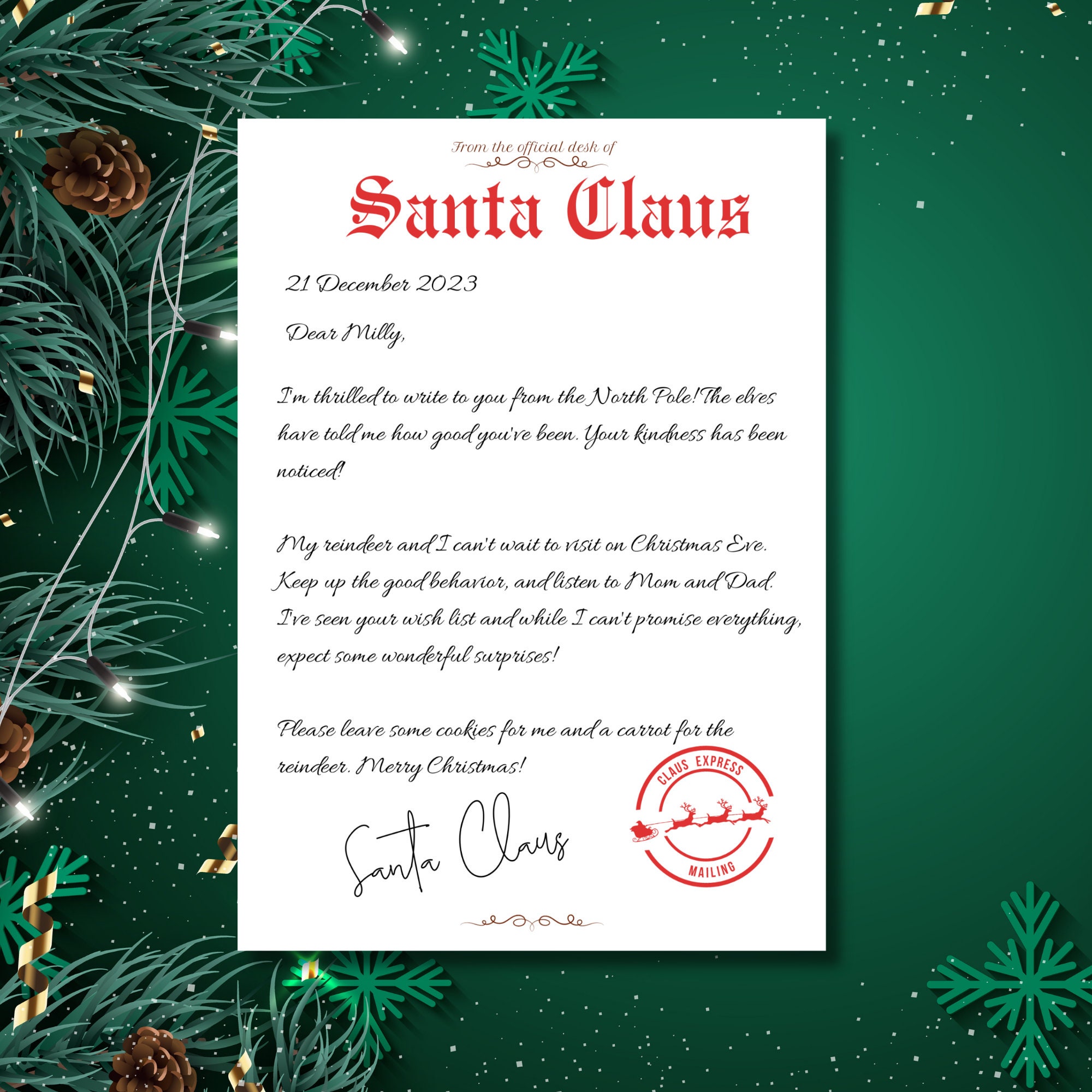 Editable Letters From Santa Rewritable Santa Letter Letter From Santa ...