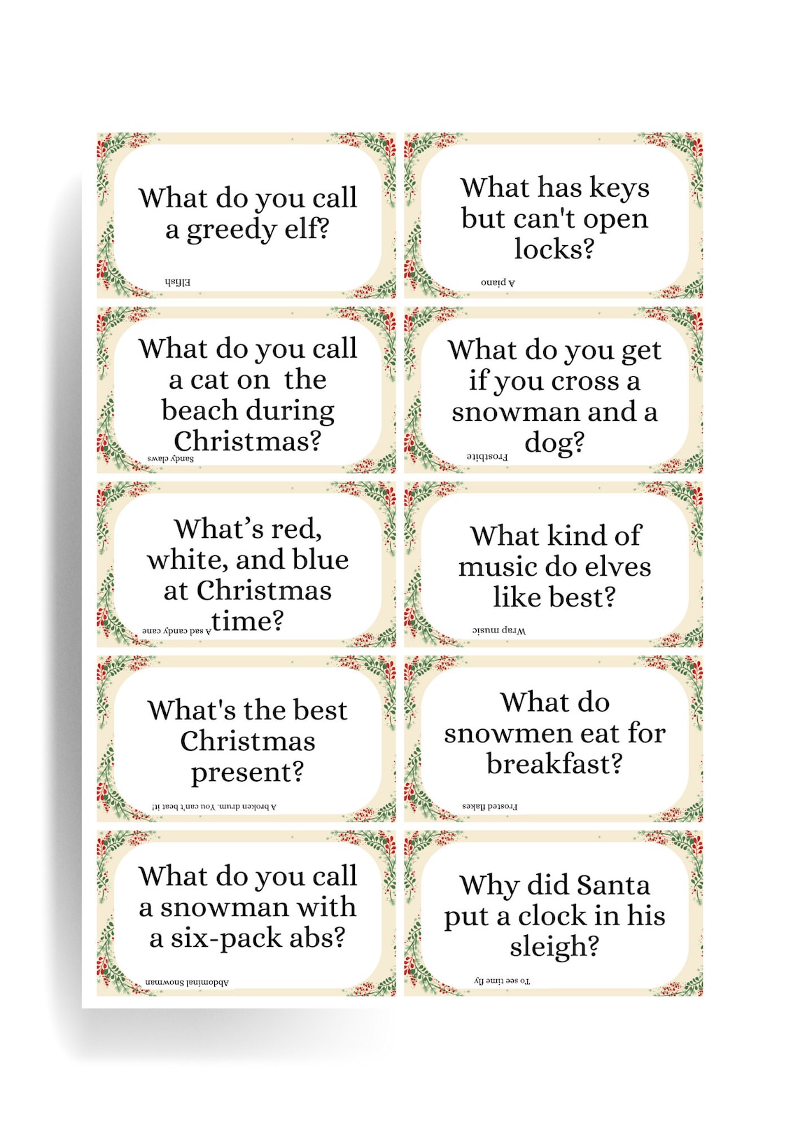 Christmas Riddles Printable Christmas Riddles Lunchbox Riddles Lunchbox ...