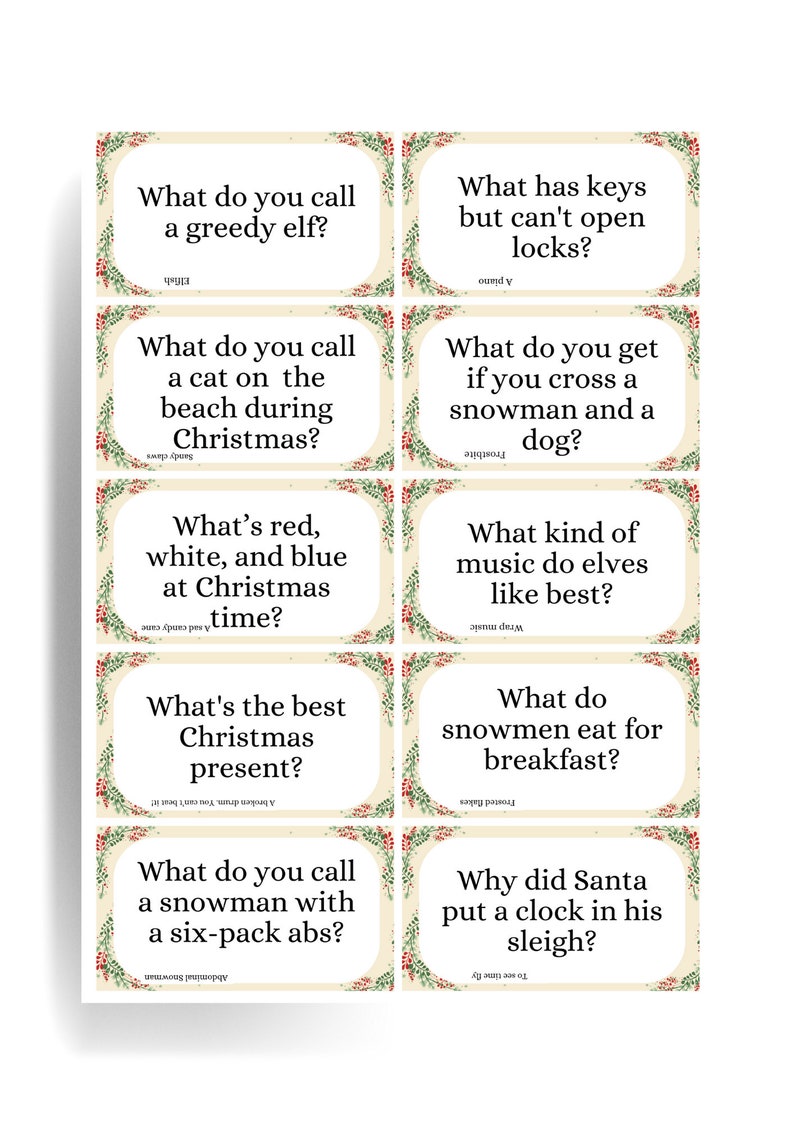 Christmas Riddles Printable Christmas Riddles Lunchbox Riddles Lunchbox ...