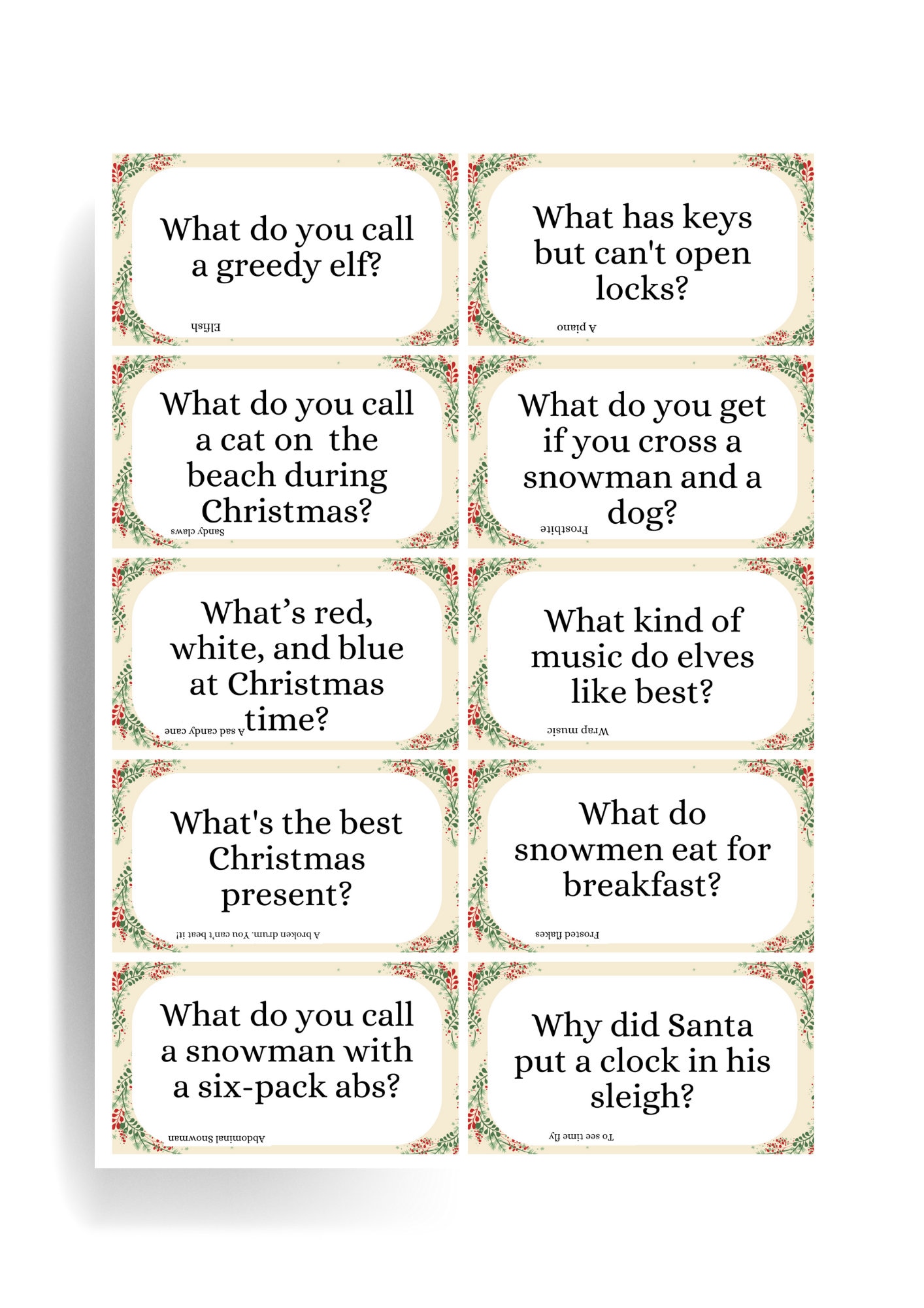 Christmas Riddles Printable Christmas Riddles Lunchbox Riddles Lunchbox ...