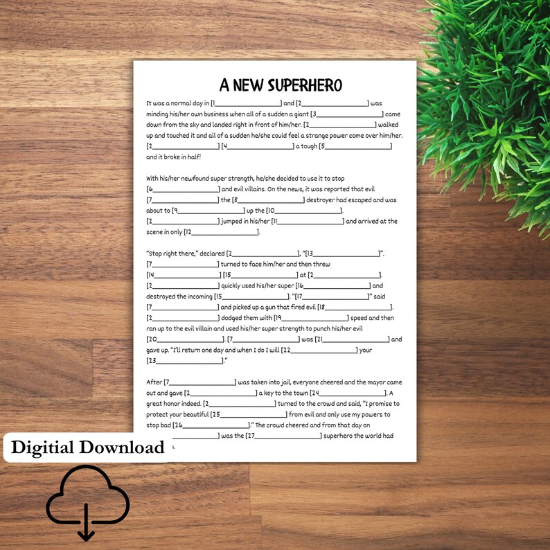 Superhero Mad Libs Printable Funny Mad Libs for Kids and Adults Fun ...