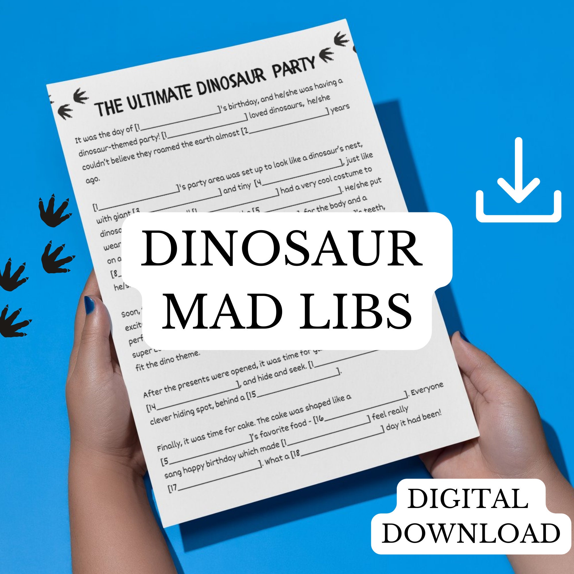Dinosaur Mad Libs Printable Kids Birthday Party Game Fun Party Game for ...