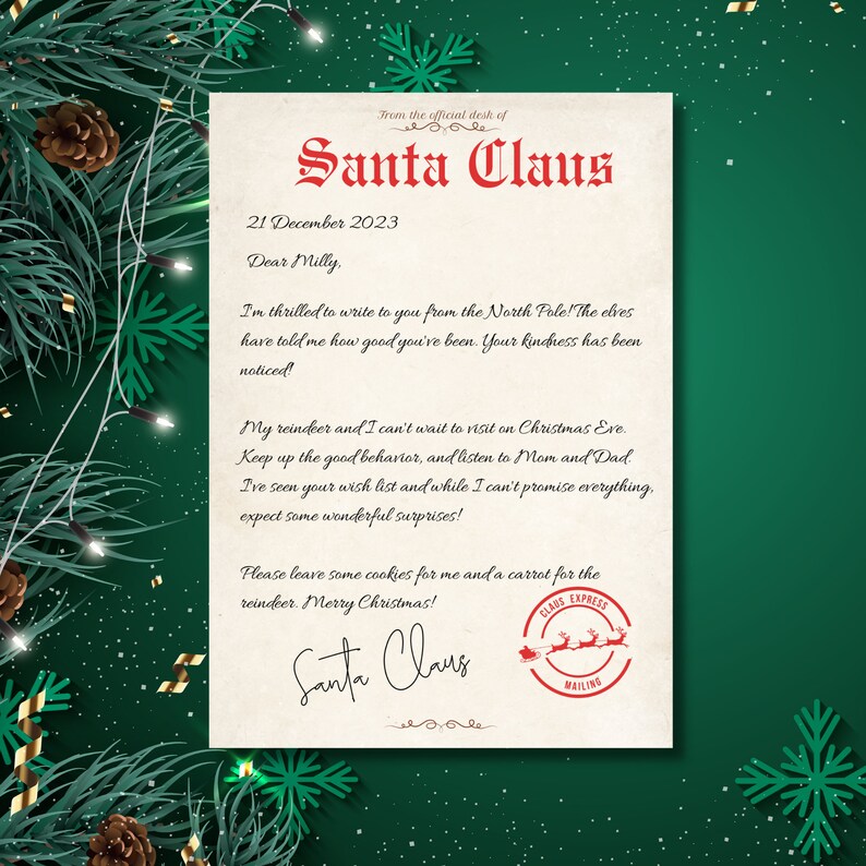 Editable Letters From Santa Rewritable Santa Letter Letter From Santa ...