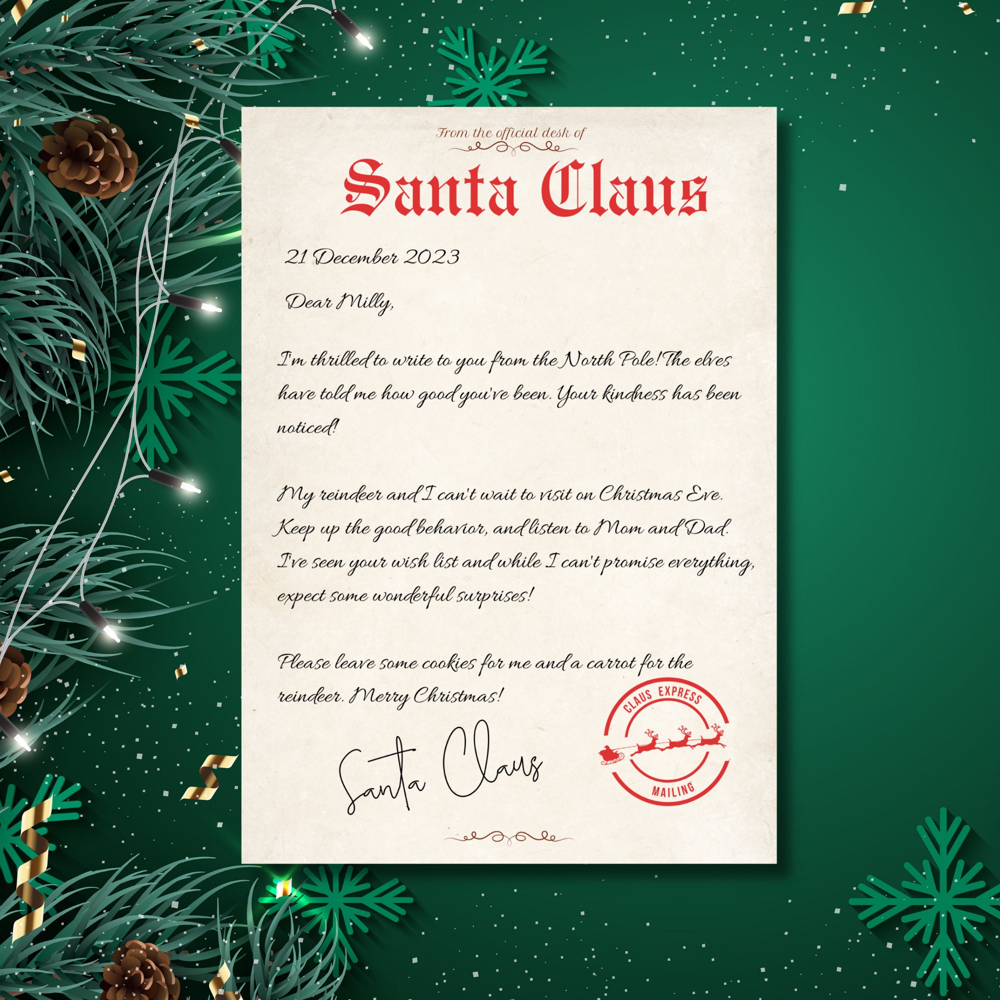 Editable Letters From Santa Rewritable Santa Letter Letter From Santa ...