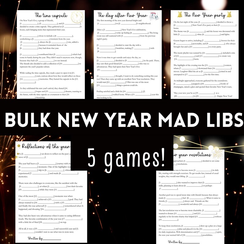 New Year Game Printable New Year Games Printable NYE Games Party Games ...