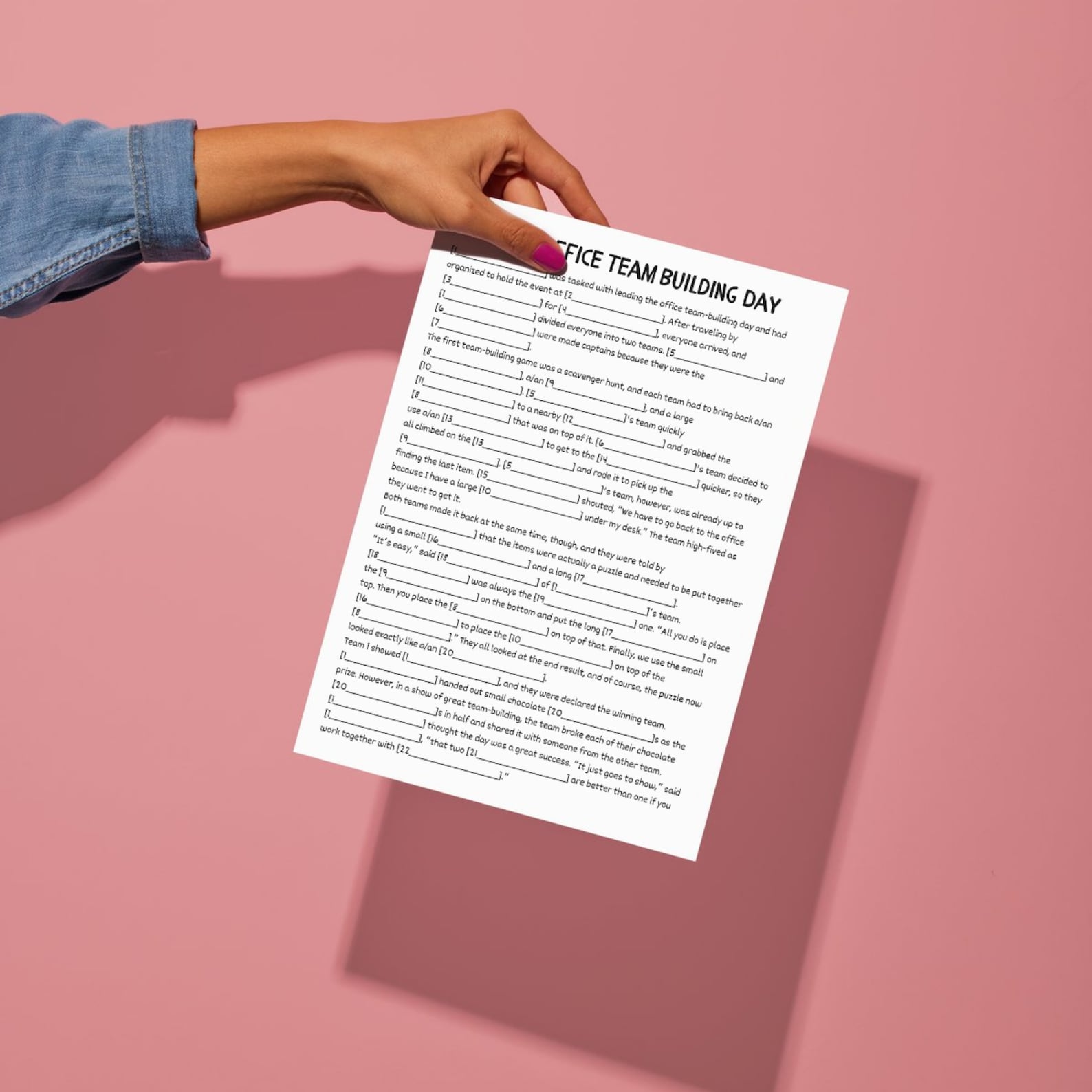 Team Building Games #3 Printable Office Mad Libs Fill in the Blanks ...