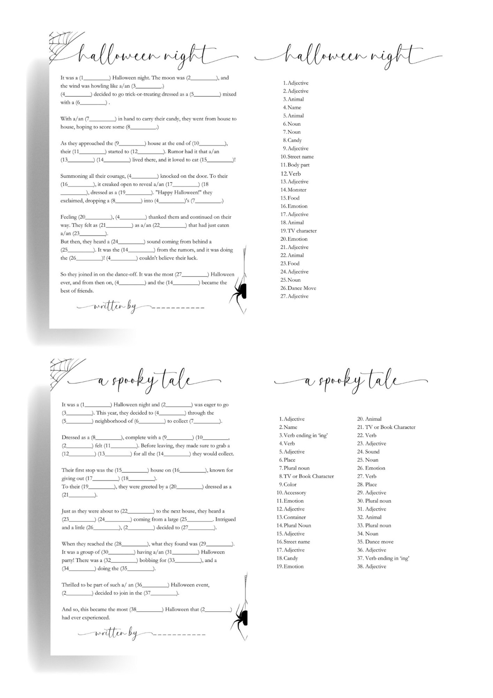 Mad Libs Halloween Halloween Printable Games Printable - Etsy