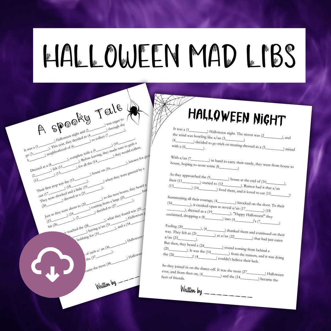 2 Mad Libs Halloween Halloween Party Printable Halloween Games ...