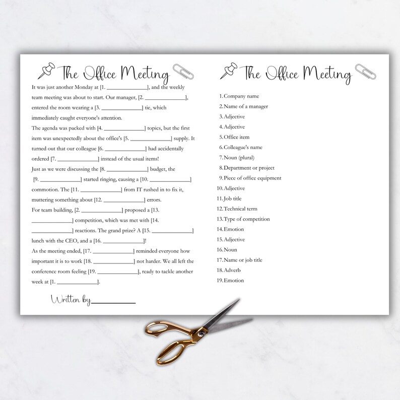 Office Mad Libs Office Games Office Games Printable Printable Office ...