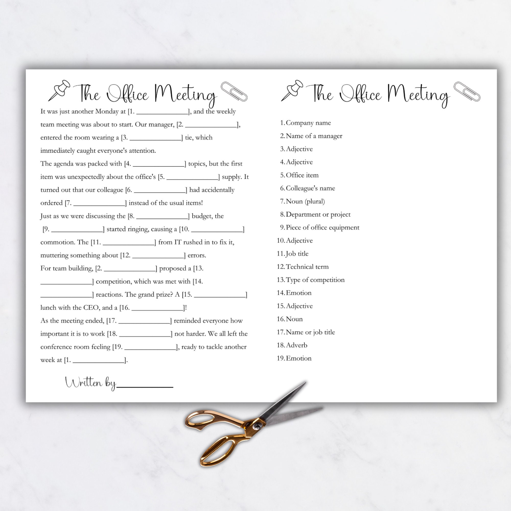 Office Mad Libs Office Games Office Games Printable Printable Office ...