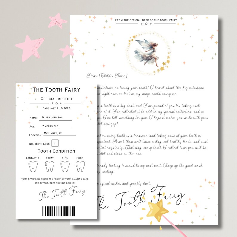 Tooth Fairy Letter Tooth Fairy Receipt Tooth Fairy Letter - Etsy UK