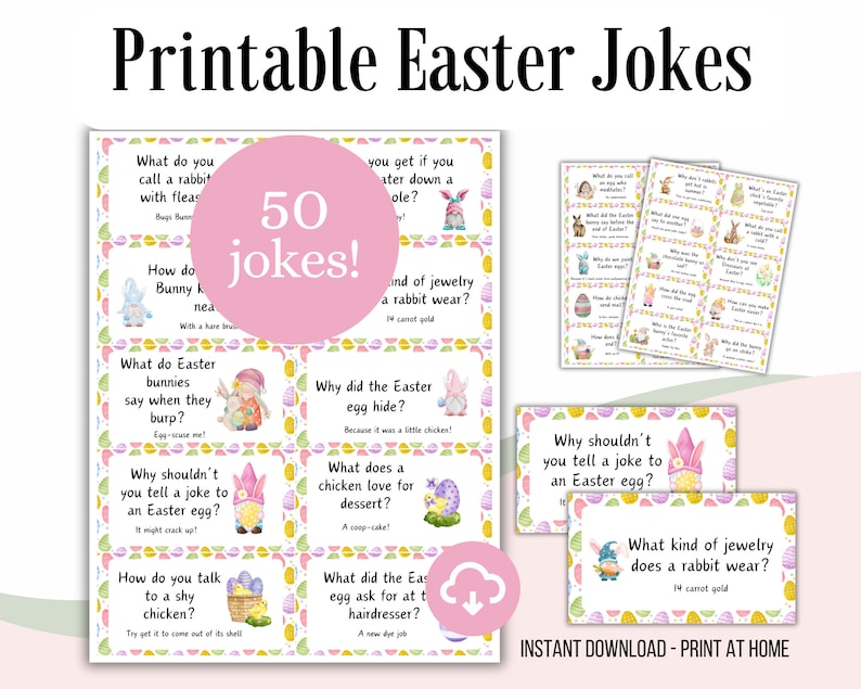 Easter Jokes Printable Easter Riddles Kids Lunchbox Notes Easter Notes ...