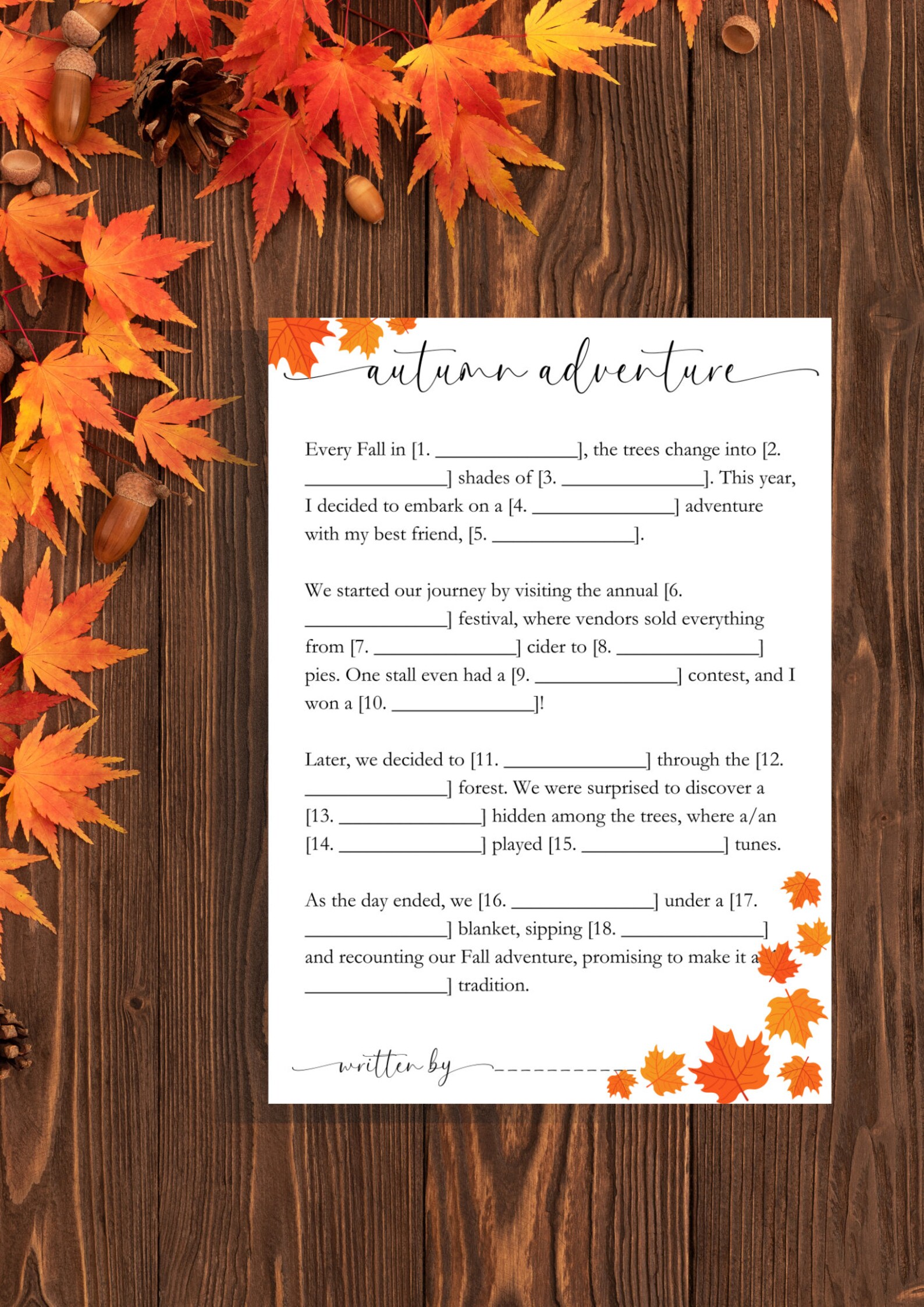 Fall Mad Libs Autumn Mad Libs October Mad Libs November Mad Libs ...