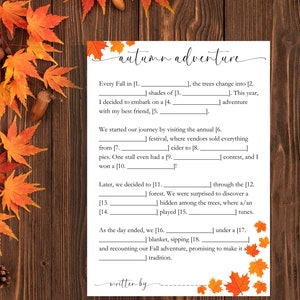 Fall Mad Libs Autumn Mad Libs October Mad Libs November Mad Libs ...
