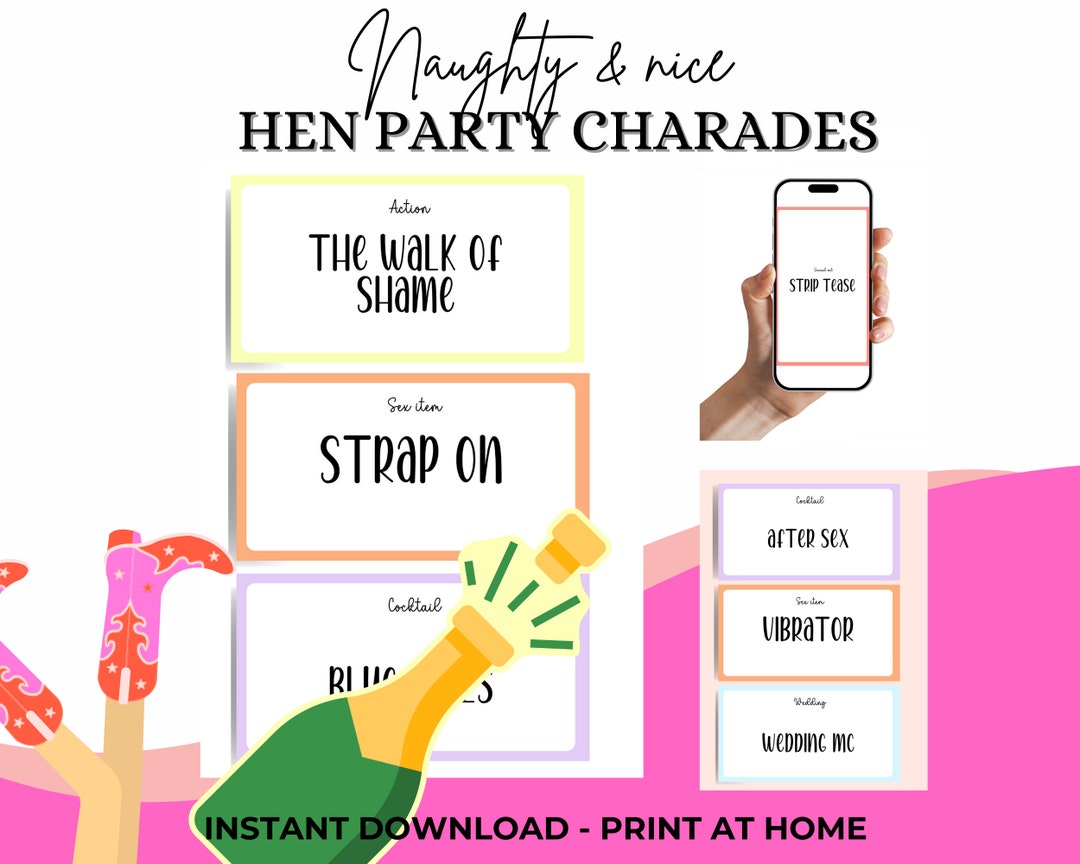 Hen Party Games Hen Do Games Dirty Charades Bachelorette Party Games ...