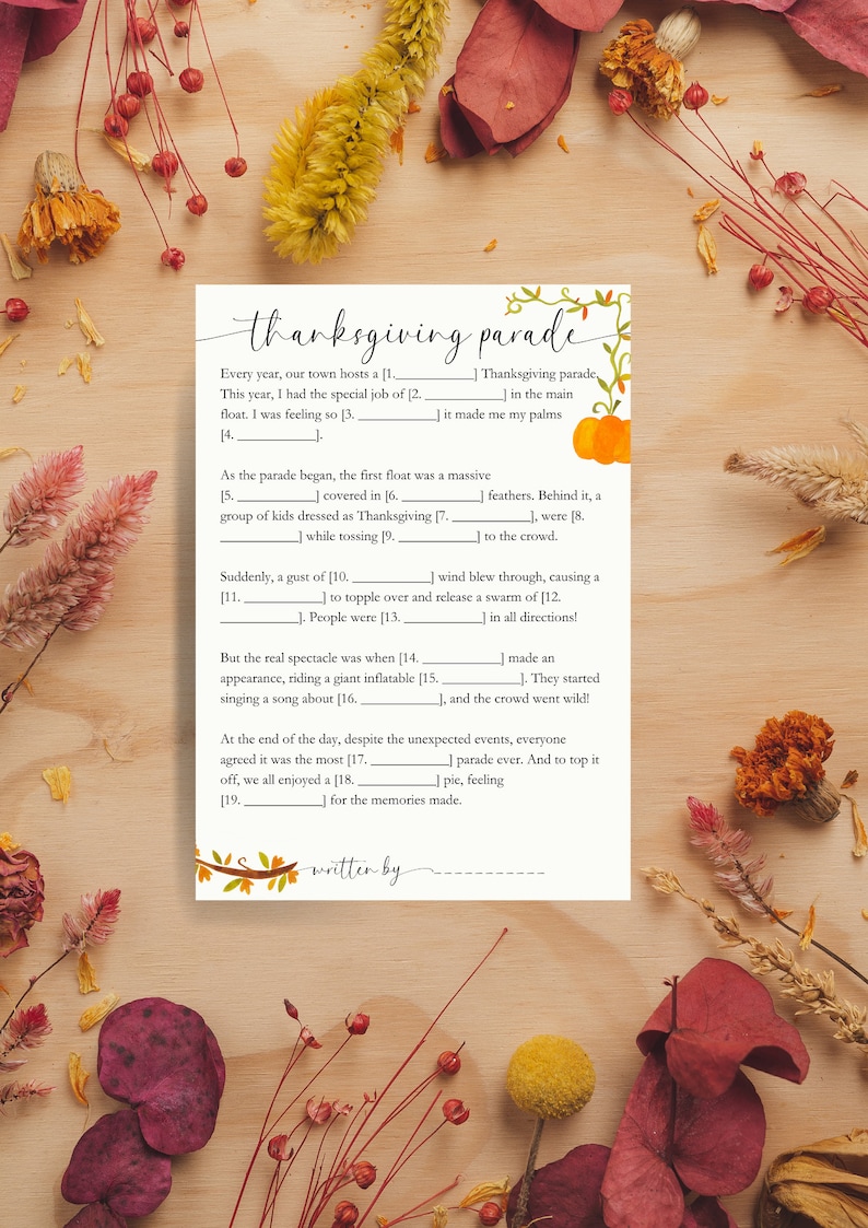 Mad Libs Game Three Thanksgiving Games Printable Printable Thanksgiving ...