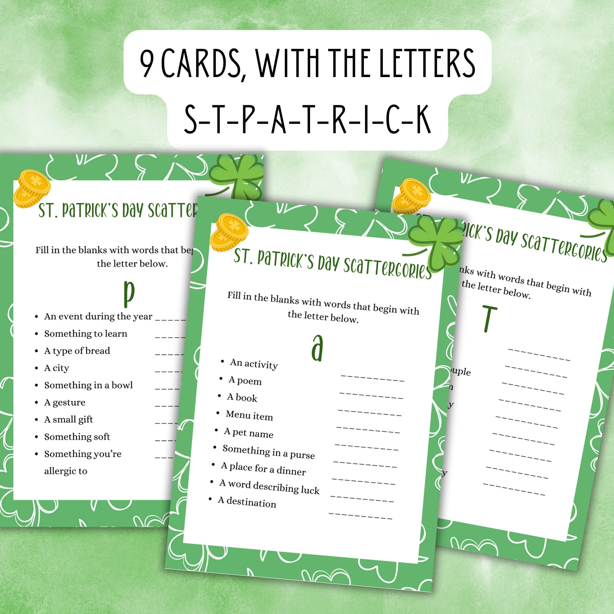 St Patricks Day Game Printable Games St Patricks Party Game St Patricks ...